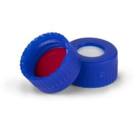 Verex Cap (pre-assembled), 9mm,w/, PTFE/Silicone septa, Blue-Pack of 1000
